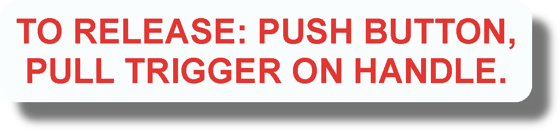 To Release: Push Button, Pull Trigger On Handle. – Aircraft Placards